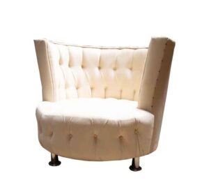 Cream Velvet Tub Chair with Buttons | Home in 1